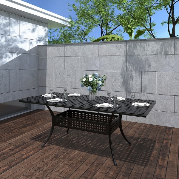 80" Patio Cast Alum Rectangular Extending Dining Table with Umbrella Hole - Bed Bath & Beyond ...